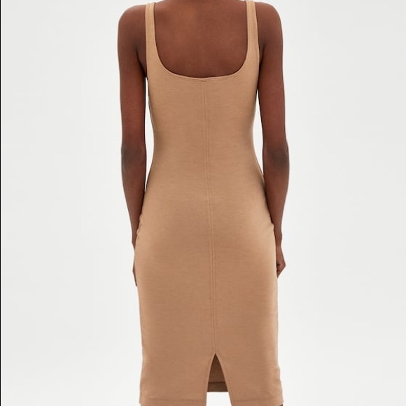 Zara | Dresses | Zara Sand Colored Basic Dress With Straps | Poshmark